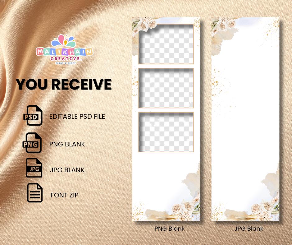Boho Wedding Photo Booth Template: Floral Wood Design (PSD, Instant ...