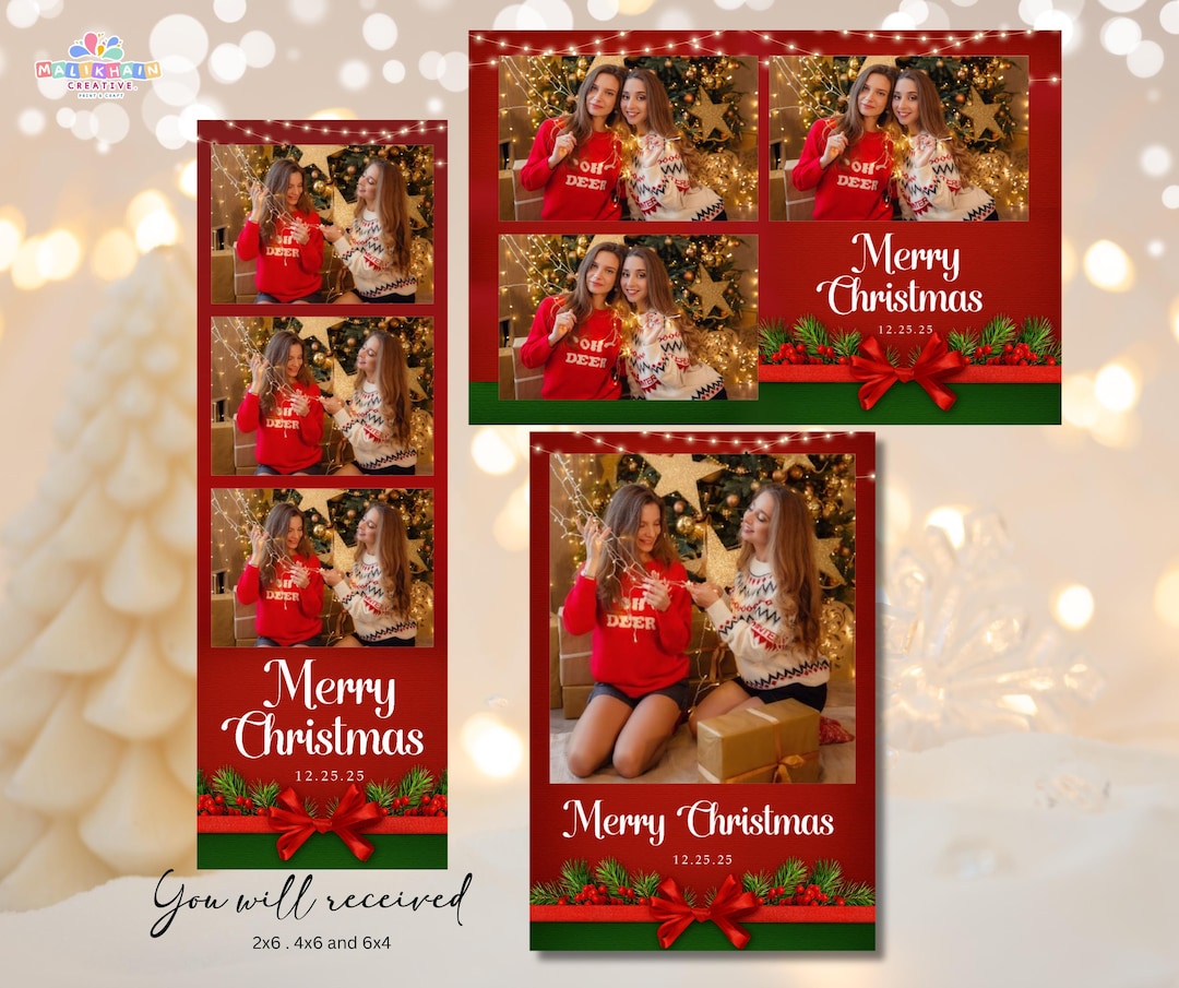 Classic Red Christmas Photobooth Template – Elegant Holiday Photo Booth ...