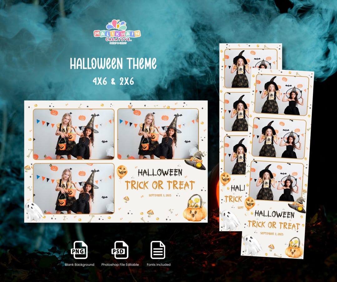 Horror Photo Booth Template: Spooky Halloween Party Design (2x6 & 4x6 ...