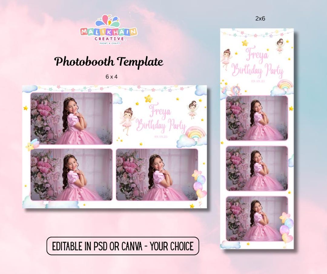 Fairy Photo Booth Template | Pastel Photobooth | Editable PSD & Canva ...