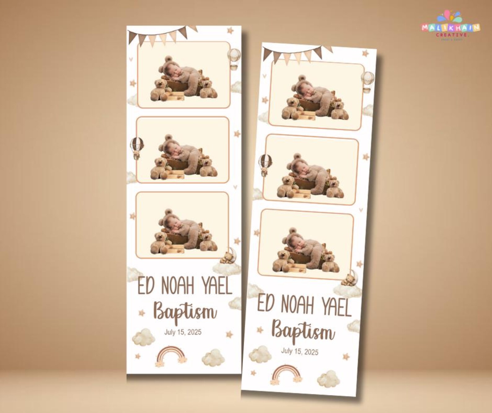 Boho Teddy Bear Photo Booth Template: Neutral Baby Shower (PSD Download ...
