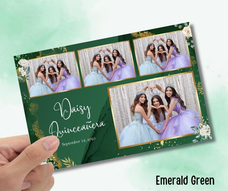 Emerald Green Photobooth Template PSD - Elegant Overlay Design - Etsy