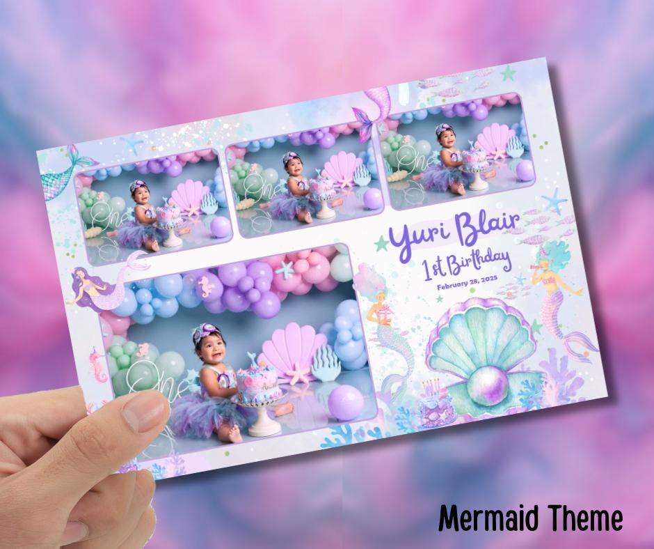 Mermaid Party Photobooth Template PSD | Under the Sea Mermaid Photo ...