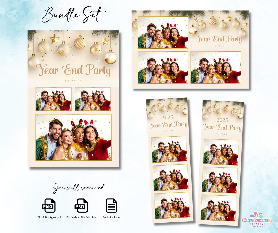 Year End Party Photo Booth Template: Editable PSD & Canva (digital ...