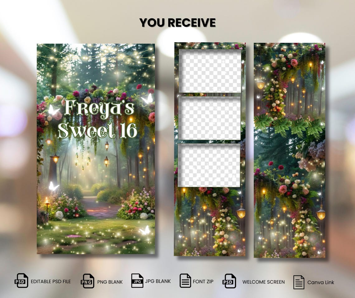 Enchanted Photo Booth Template With Welcome Screen – Editable in ...