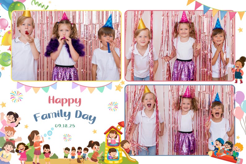 Family Day Photo Booth Template: Editable PSD & Canva Design (digital ...