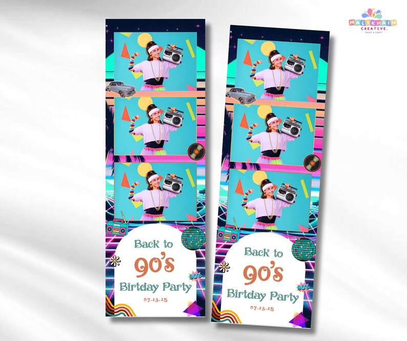 90s Theme Photo Booth Template: Retro Birthday Party, Hip-hop Event ...