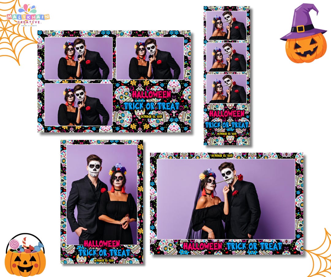 Skull Catrina Dia De Los Muertos Photobooth Template – Editable in ...