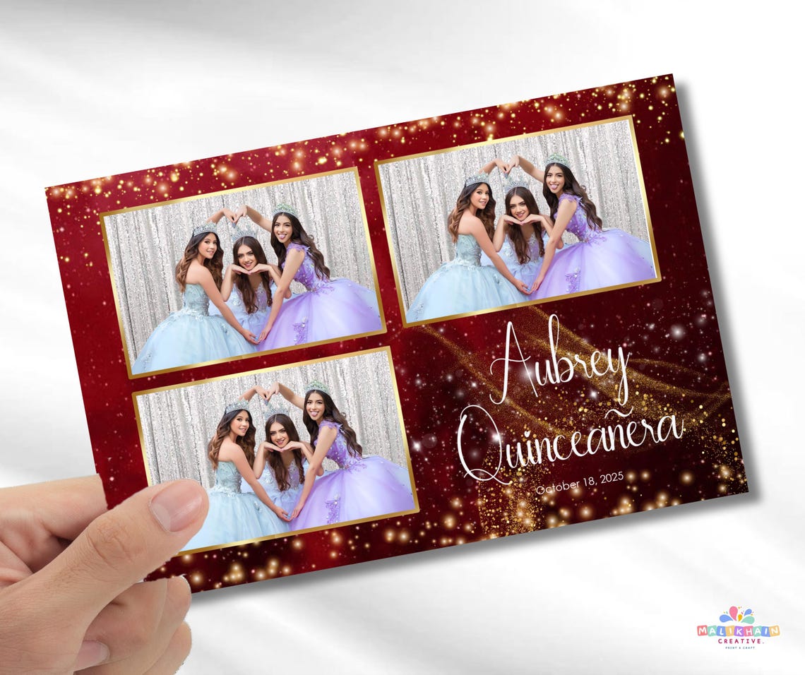 Quinceanera Photobooth Template 4X6 PSD, Birthday Photo Booth Template ...