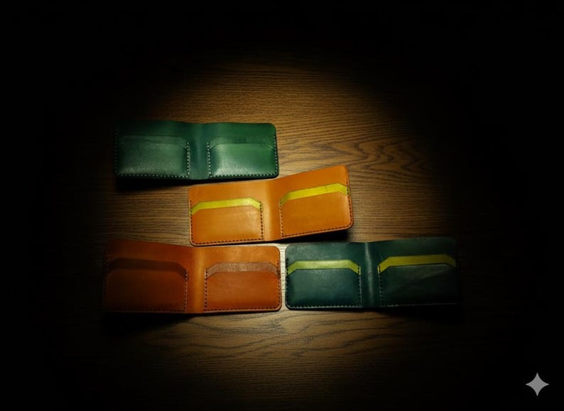 Handcrafted Two-tone Leather Bifold Wallet With Contrast Stitching ...