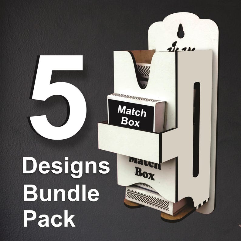 Laser Cut Kitchen Match Box Stand SVG Bundle, Match Box Storage Wall ...