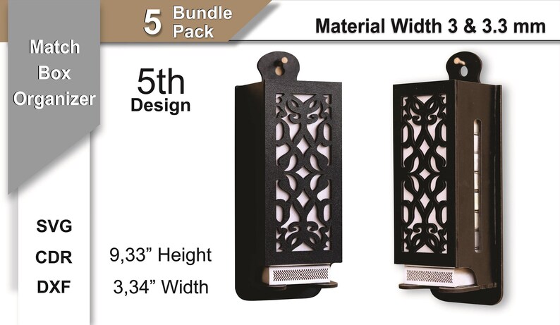 Laser Cut Kitchen Match Box Stand SVG Bundle, Match Box Storage Wall ...