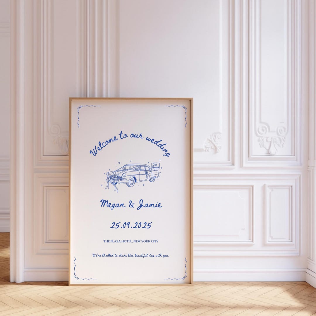 Whimsical Welcome Sign Wedding Template, Hand Drawn Signage , Old Money ...