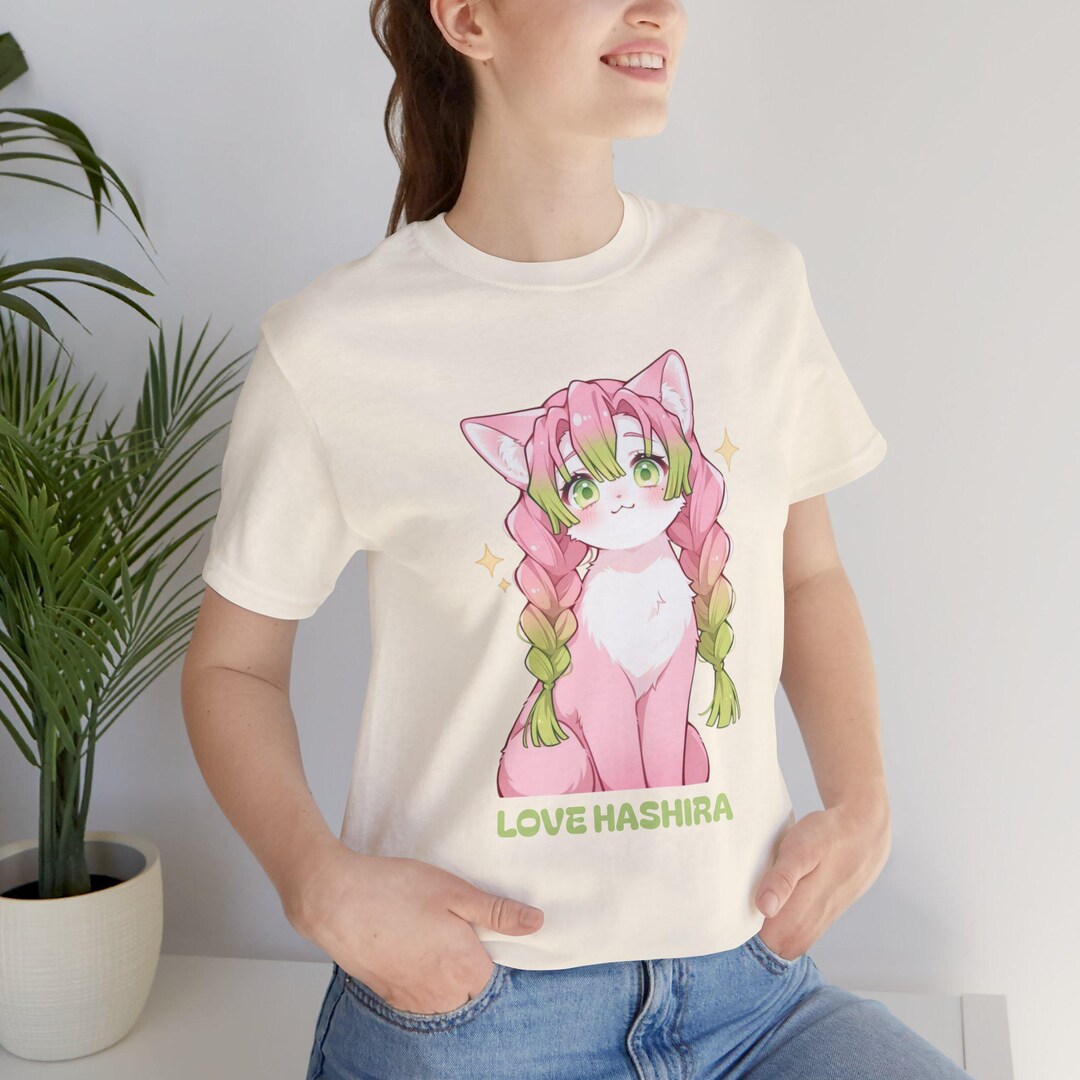 Mitsuri Kanroji , Love Hashira Cat Girl T-shirt | Pink Green Kawaii ...