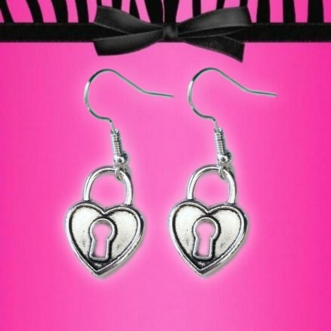 Heart Padlock Gothic Gyaru Y2k Alternative Mcbling Grunge Earrings - Etsy