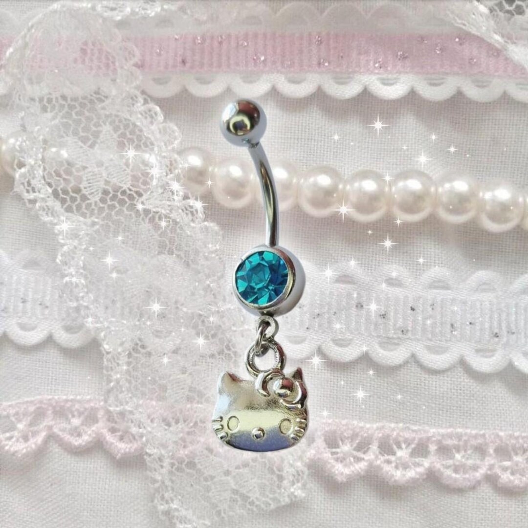 Hello Kitty Cute Crystal Mcbling Silver Belly Bar - Etsy