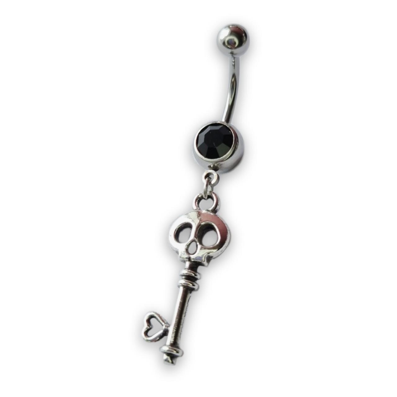 Gothic Skull Love Key Belly Bar - Etsy