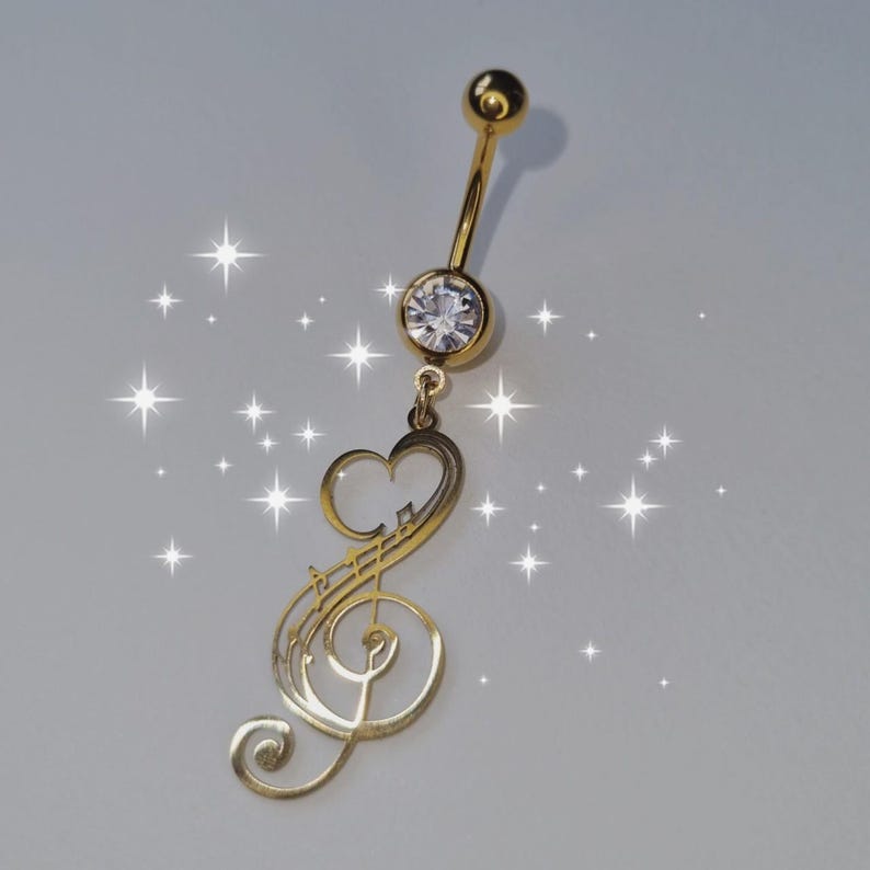 Iconic Music Note Coquette Gyaru Y2k Dangly Belly Bar - Etsy