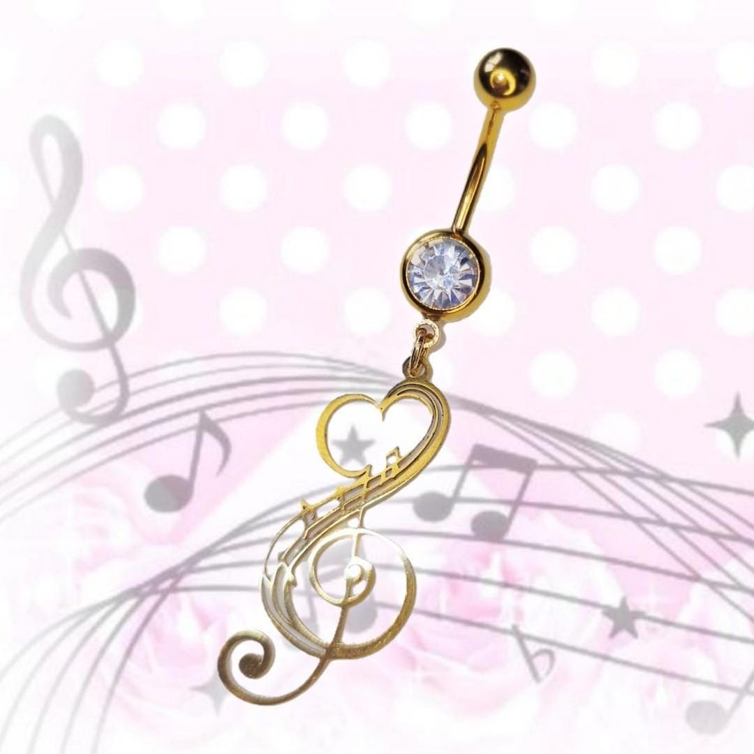 Iconic Music Note Coquette Gyaru Y2k Dangly Belly Bar - Etsy