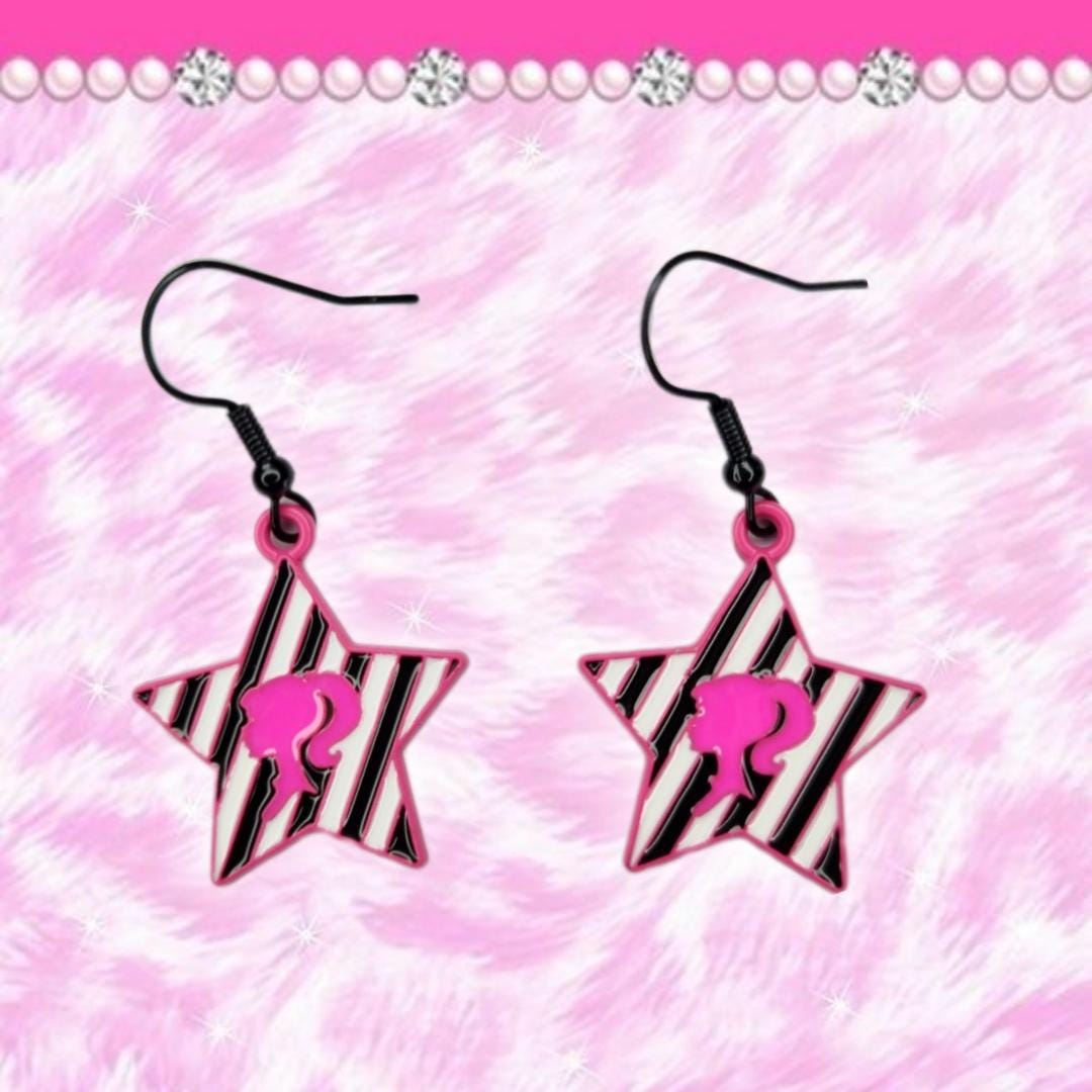 Barbie Y2K Mcbling Gyaru Stripy Star Earrings - Etsy