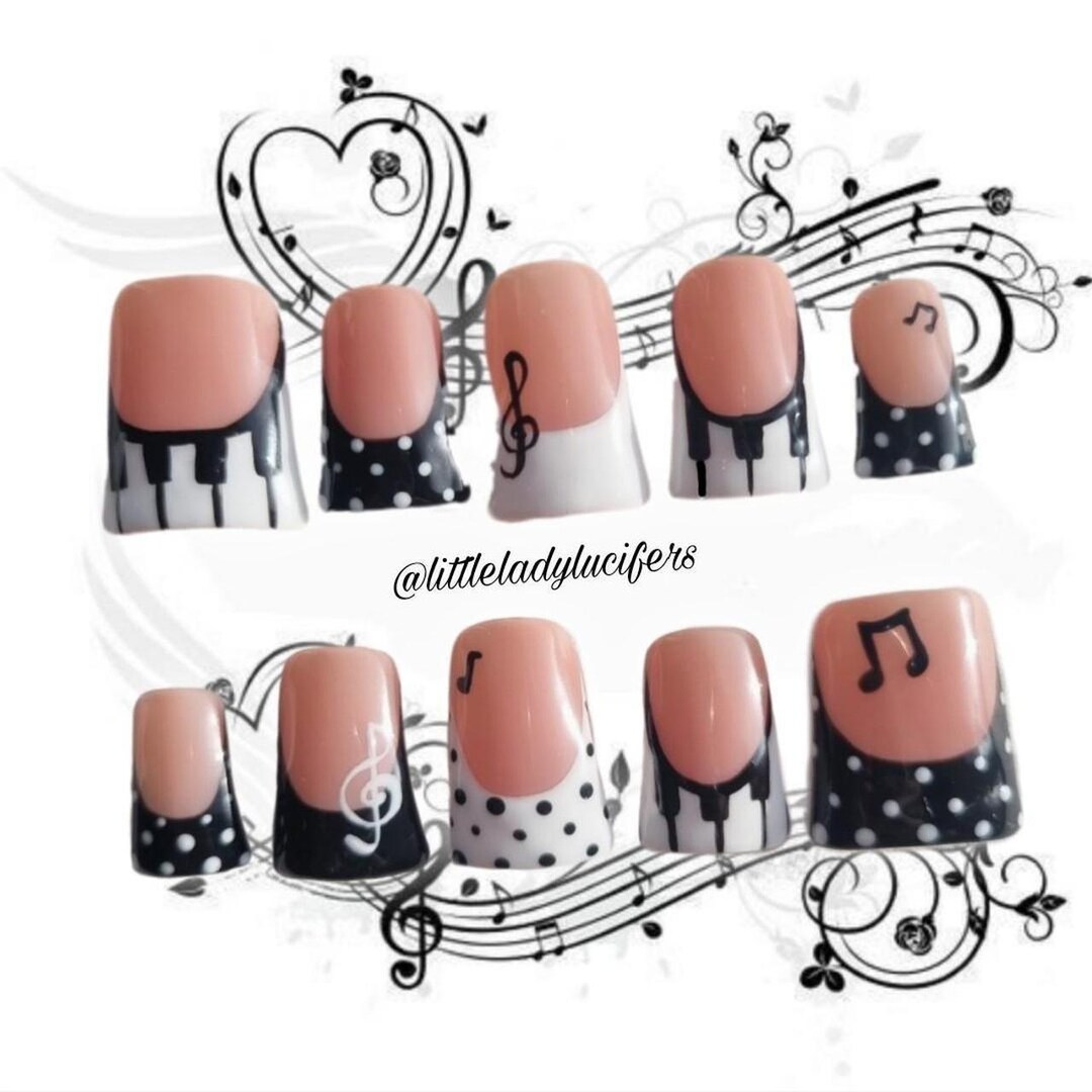 Music Note Gyaru Mcbling Press on Gel Nails - Etsy