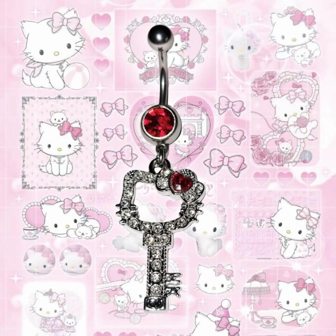 Hello Kitty Crystal Key Mcbling Belly Bar - Etsy