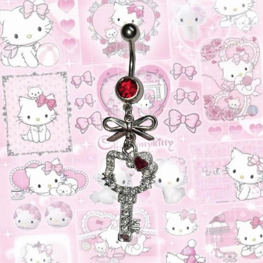 Hello Kitty Crystal Key Mcbling Belly Bar - Etsy