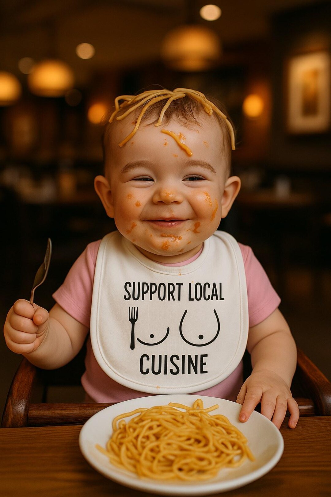 Funny Baby Bib | Support Local Cuisine | Breastfeeding Baby Gift ...