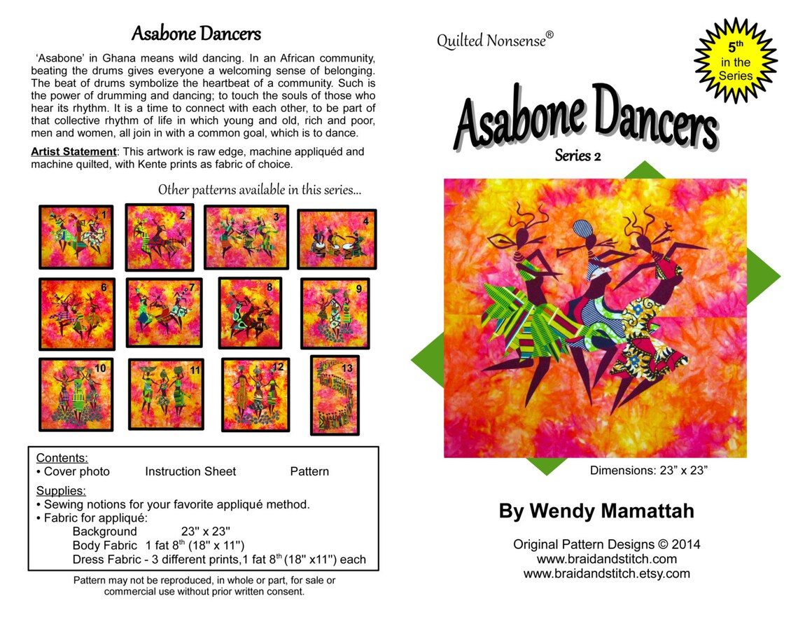 Asabone Patterns Series 2 Download! 5th in Series. as Seen on the Quilt ...