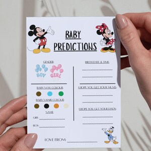 Baby Predictions Game Girl or Boy, Mickey Mouse Themed, Baby Shower ...