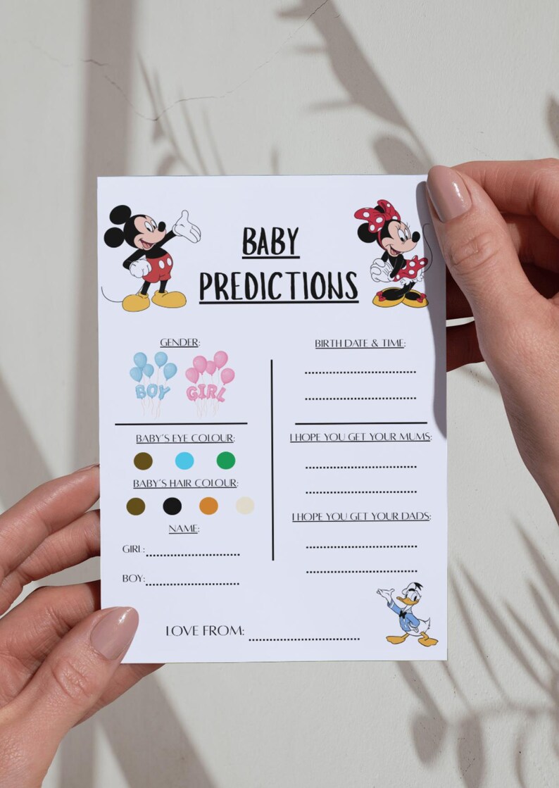 Baby Predictions Game Girl or Boy, Mickey Mouse Themed, Baby Shower ...