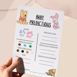 Baby Predictions Game Girl or Boy, Winnie the Pooh Themed, Baby Shower ...