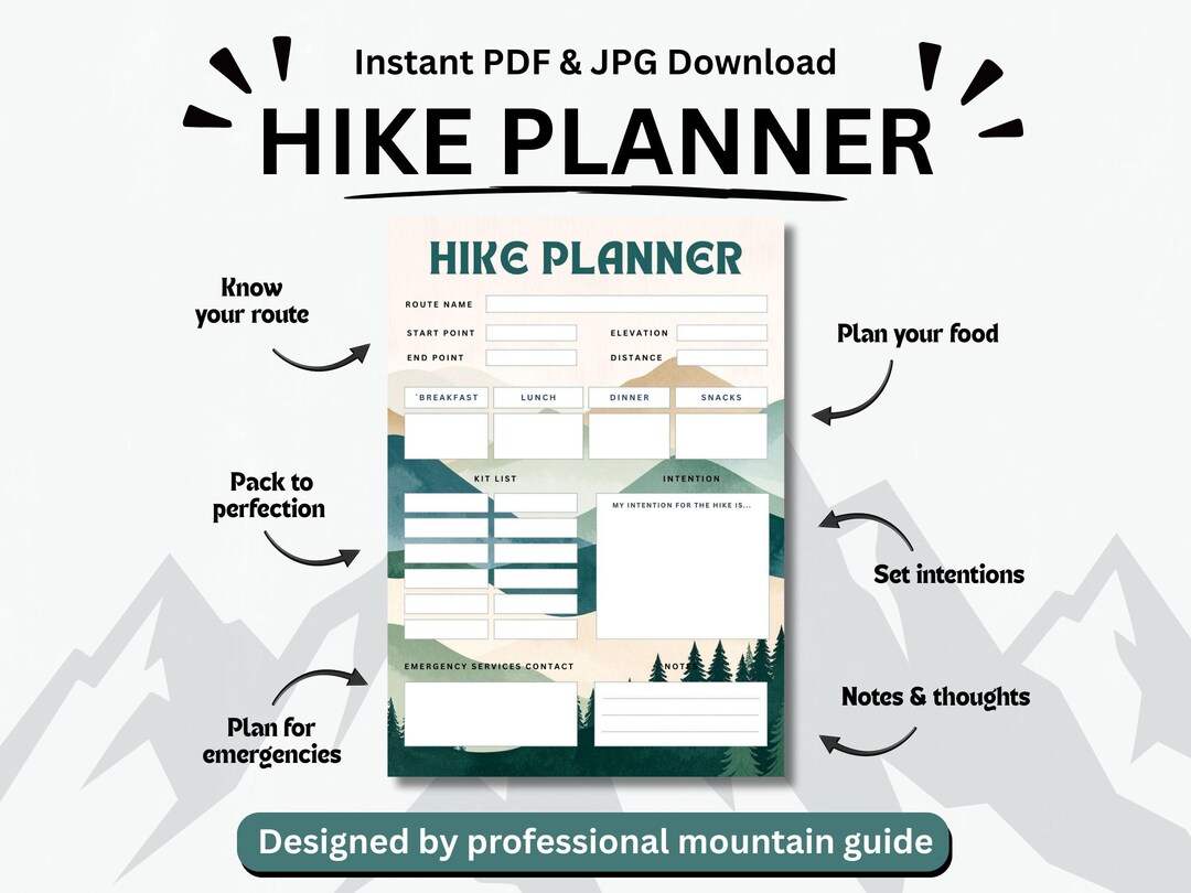 Hike Planner Printable | Outdoor Adventure Planning Sheet | Hiking ...