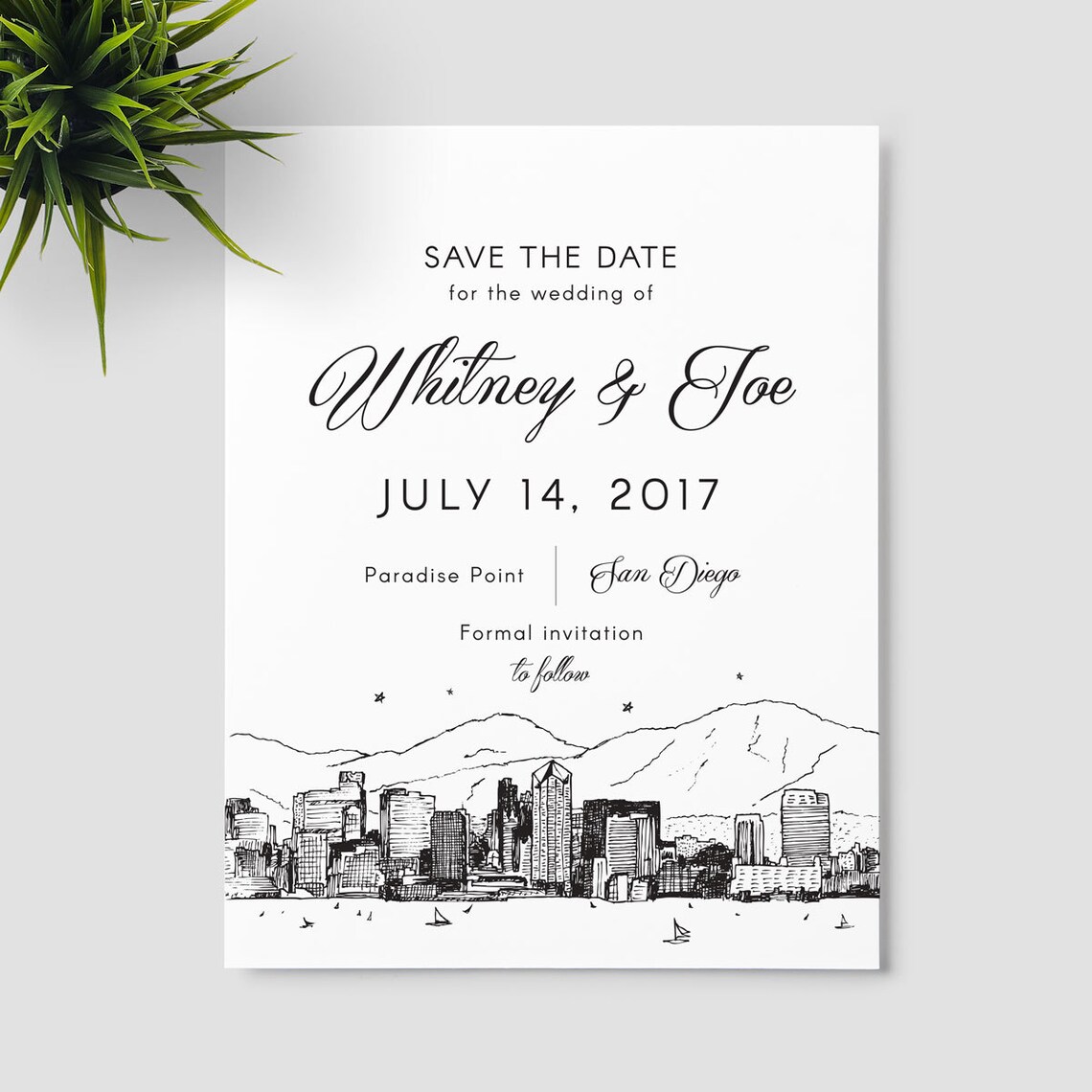 San Diego Skyline Custom Save the Date city Skyline - Etsy