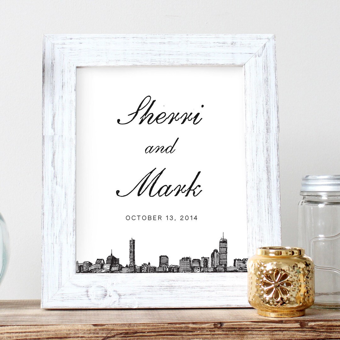 Boston Skyline 5x7 or 8x10 Inch Wall Art Happily Ever After - Etsy