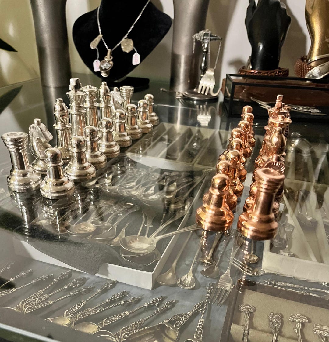 Massive SOLID Silver Chess Set, Precious Metal Stacker Set 800-835 ...