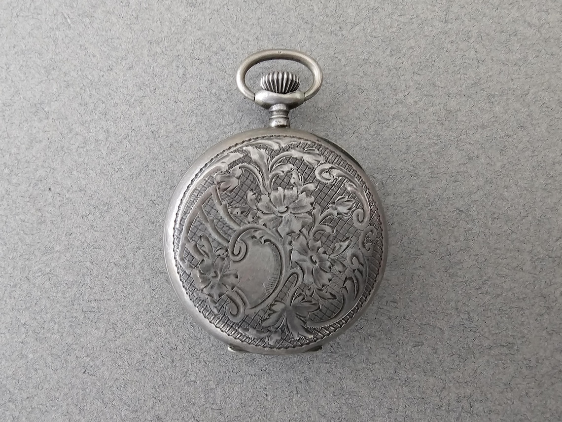 Antique Sterling Silver Pocket Watch With Flower Caseback Restoration ...