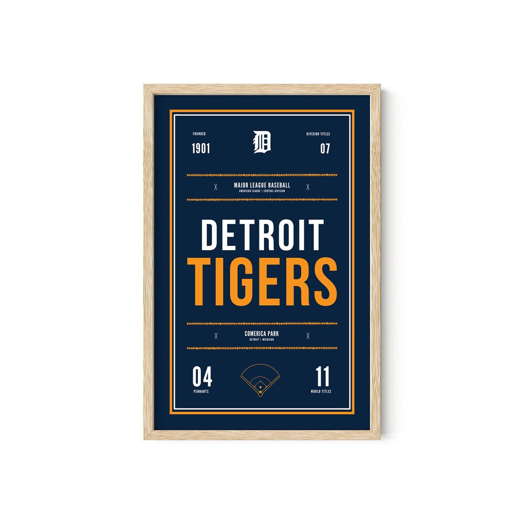 Detroit Tigers Wall Art MLB Poster Baseball Team Print Tigers Man Cave ...