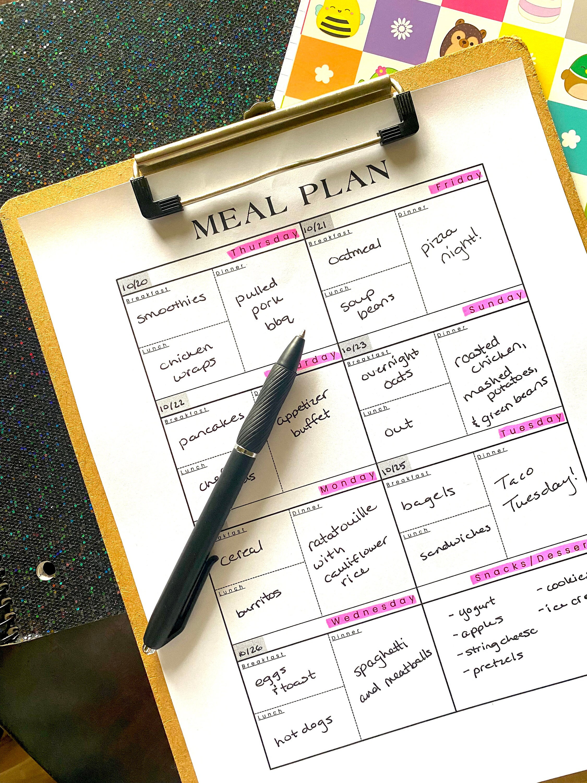 Minimalist Meal Planning Printable | Menu Plan | Start on Any Day of ...