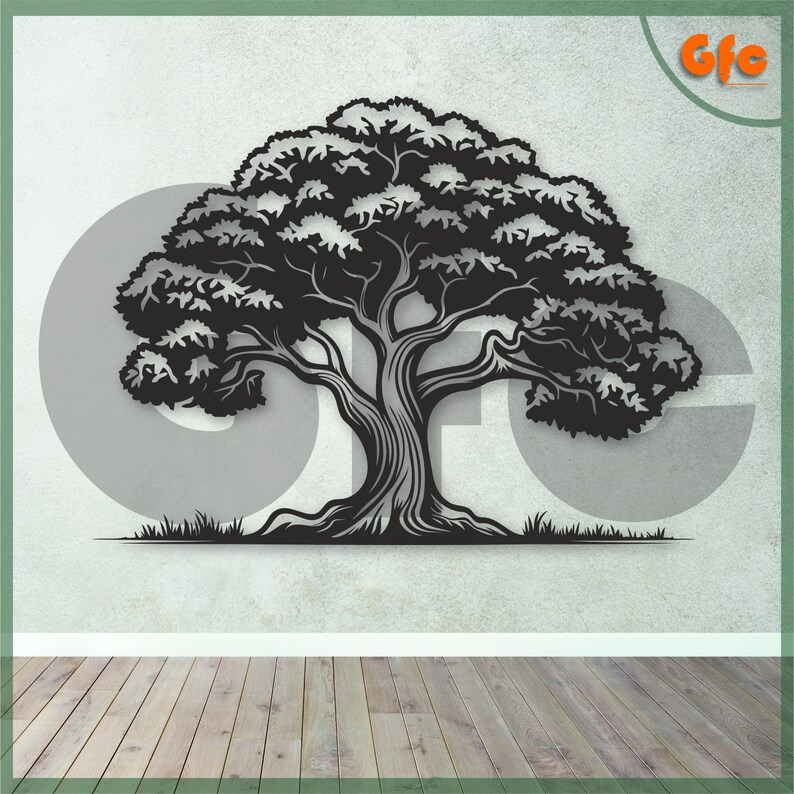 Oak Tree Silhouette DXF SVG - Nature Decor - Laser, Cnc Cut & Printable ...