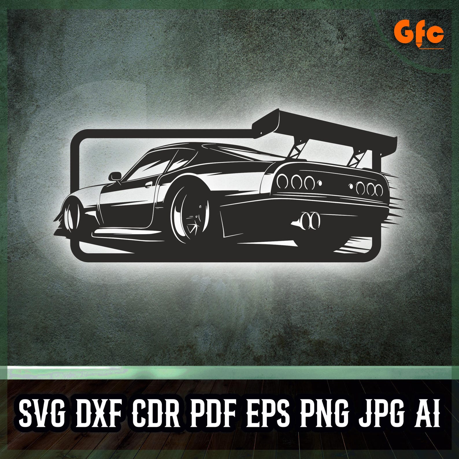 Sports Car Panel DXF SVG - Garage and Man Cave Decor - Laser, Cnc Cut ...
