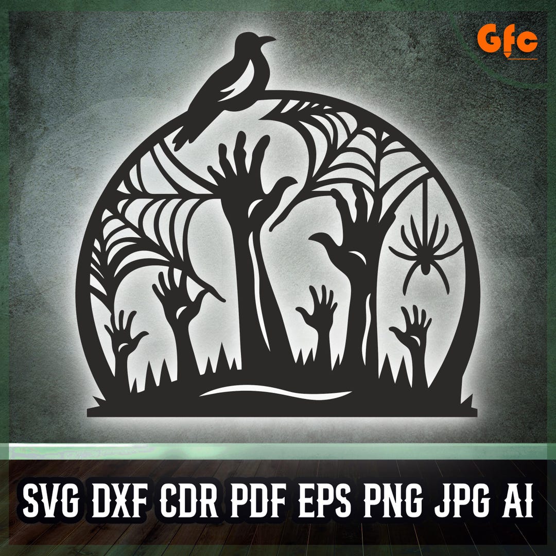 Zombie Hands Circular SVG - Halloween Decor - Cricut, Laser Cut, Cnc ...