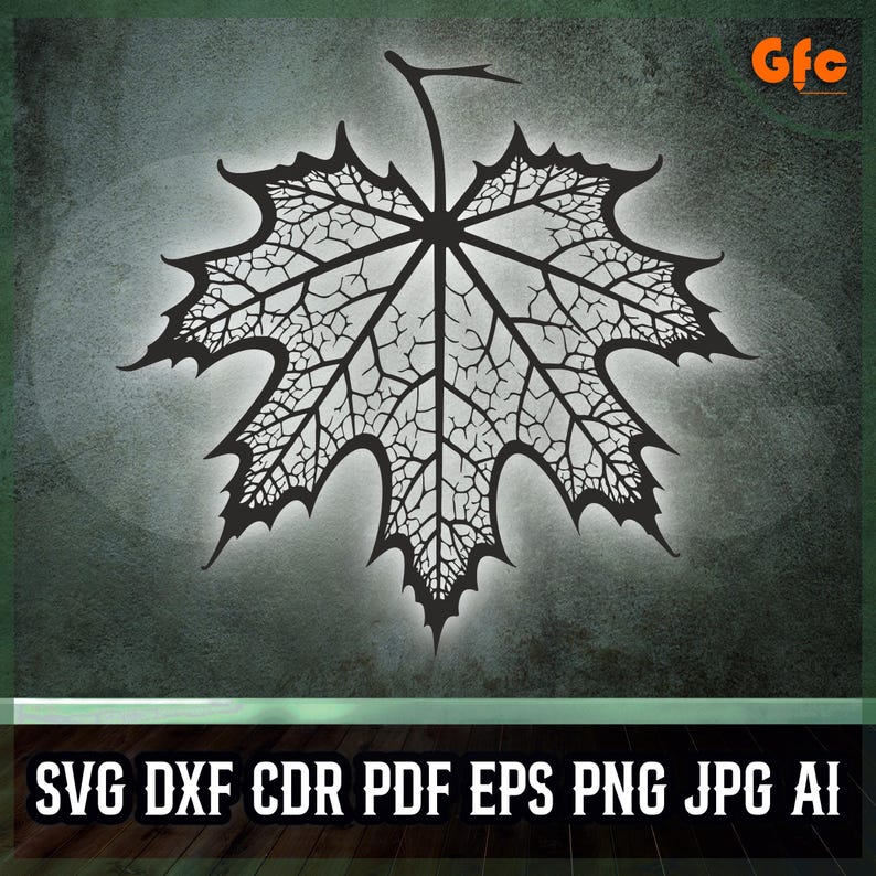 Maple Leaf DXF SVG - Detailed Vein Patterns - Laser, Cricut Cut ...
