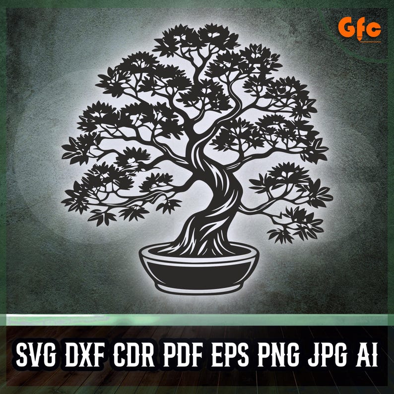 Bonsai Tree Silhouette SVG DXF – Realistic Zen Nature Design – Laser ...