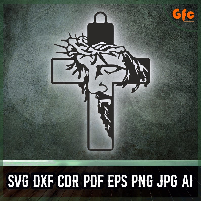 Jesus Cross DXF SVG - Face in Cross - Christian Wall Art - Laser, Cnc ...