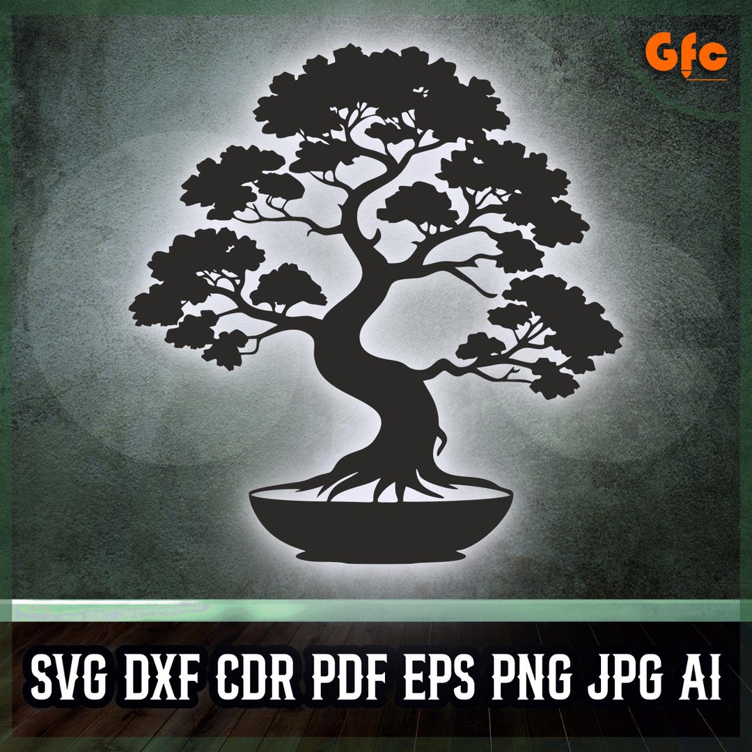 Bonsai Tree Silhouette SVG DXF – Zen Minimal Wall Art – Laser Cut ...