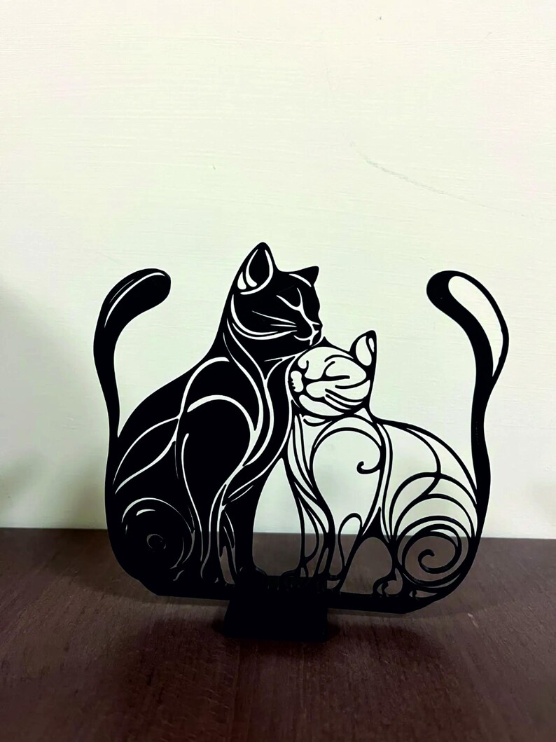 Couple Cats Table Decor DXF SVG - Romantic Cat Lovers Silhouette ...