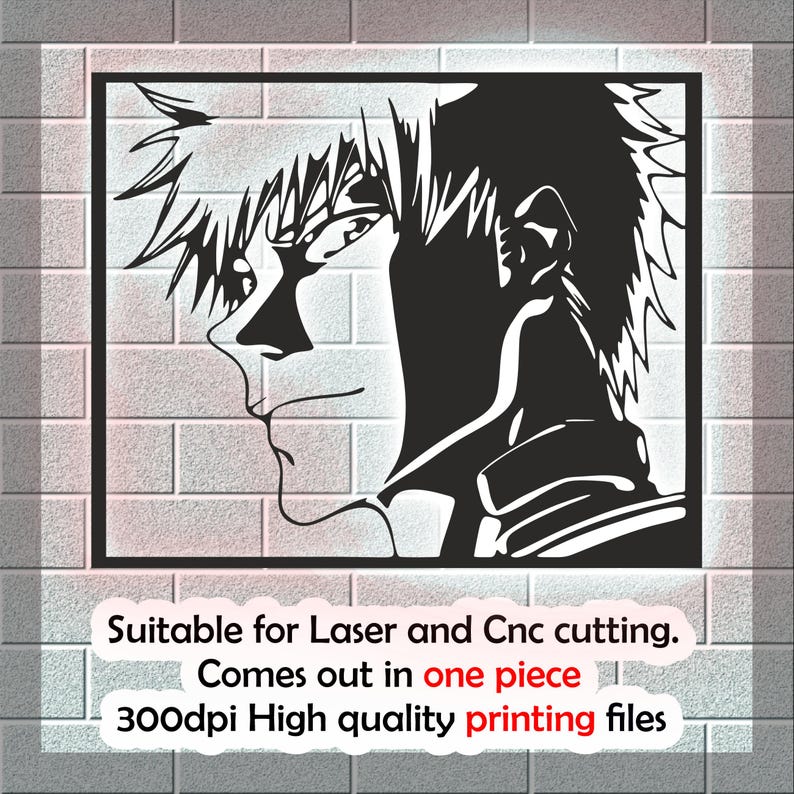 Bleach Ichigo Kurosaki Face Anime Manga Svg Dxf Cdr Pdf Ai Png Eps Jpg ...