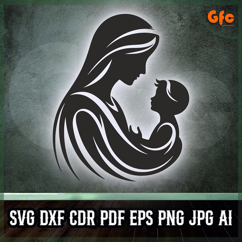 Virgin Mary and Child SVG DXF - Cricut, Laser Cutting, CNC Engraving ...