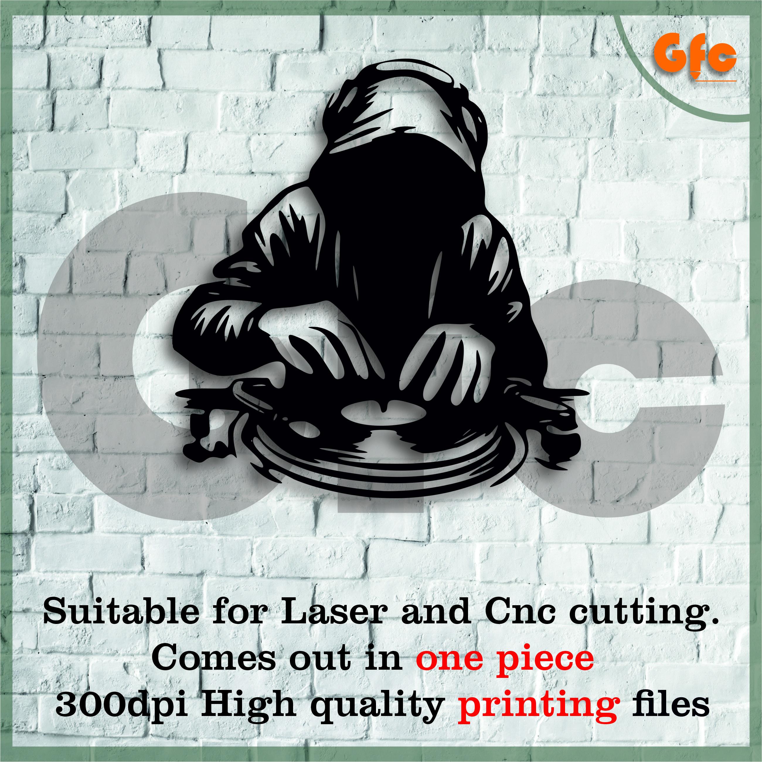 DJ at Turntable DXF SVG – Urban Music Wall Decor – Laser Cut ...